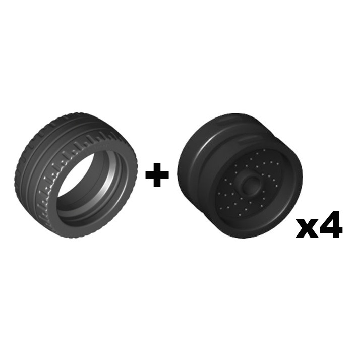 LEGO 6102596 18977 黑色 24x12 輪胎 + 6290263 66727 黑色 18x12 輪框 | 蝦皮購物