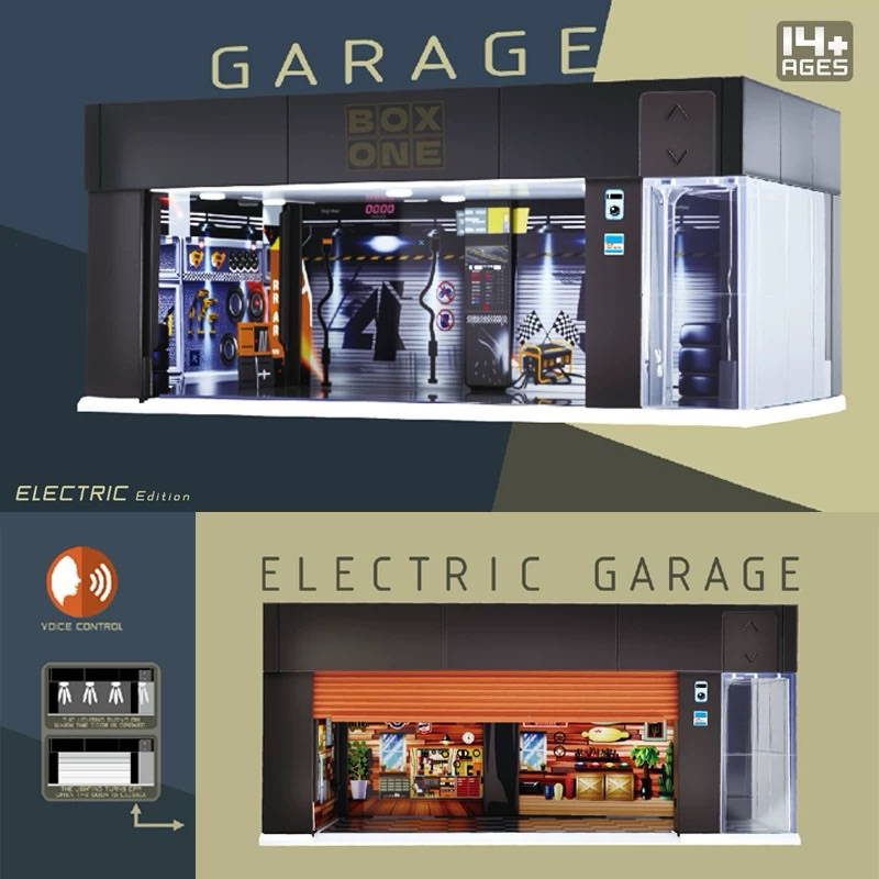 【CRAZE】BOX ONE 1/64 電動車庫 汽車模型場景 語音控制 三款背景 LED燈光🔥預購+現貨 | 蝦皮購物