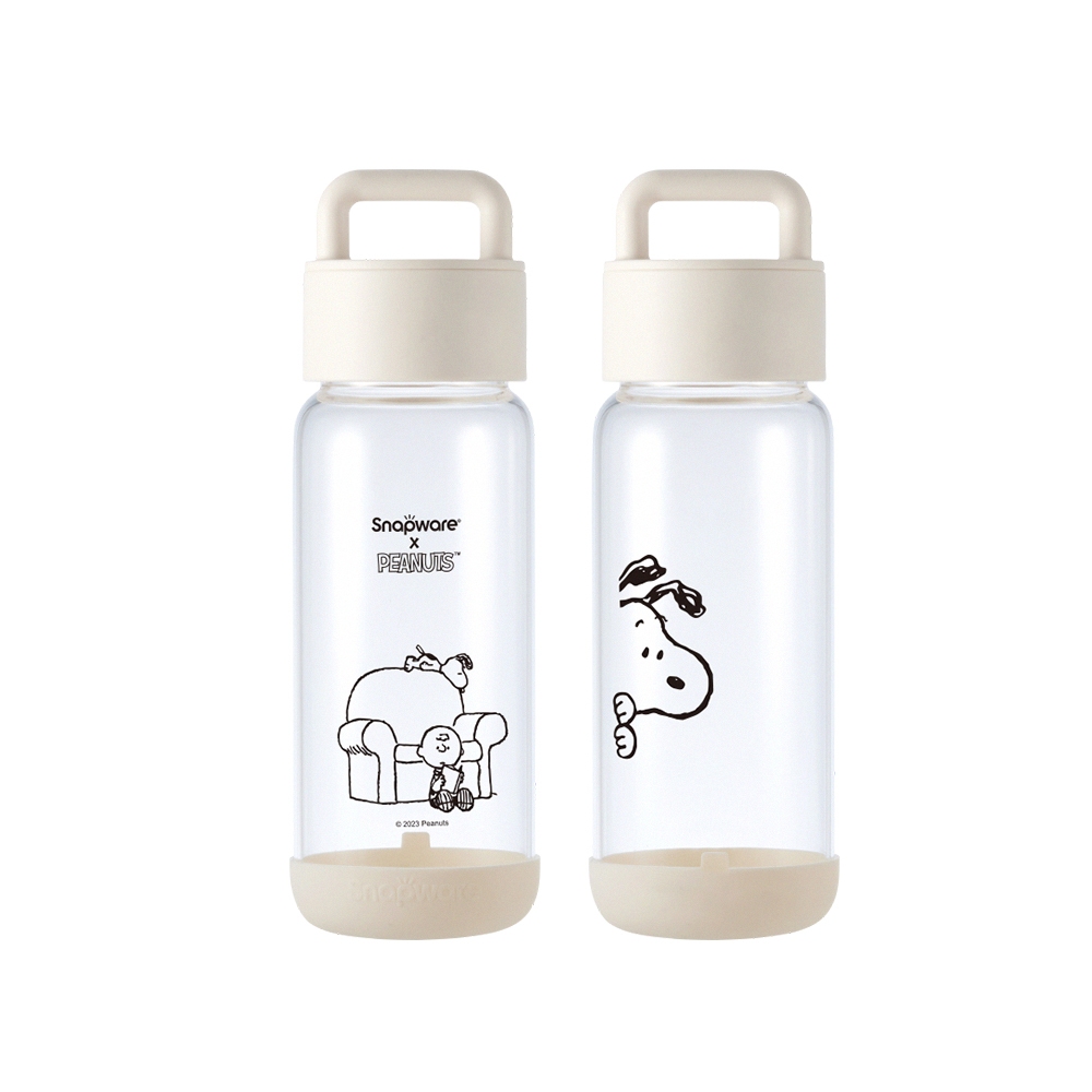 【康寧密扣Snapware】提把隨行玻璃杯710ml-SNOOPY史努比 復刻黑白 | 蝦皮購物