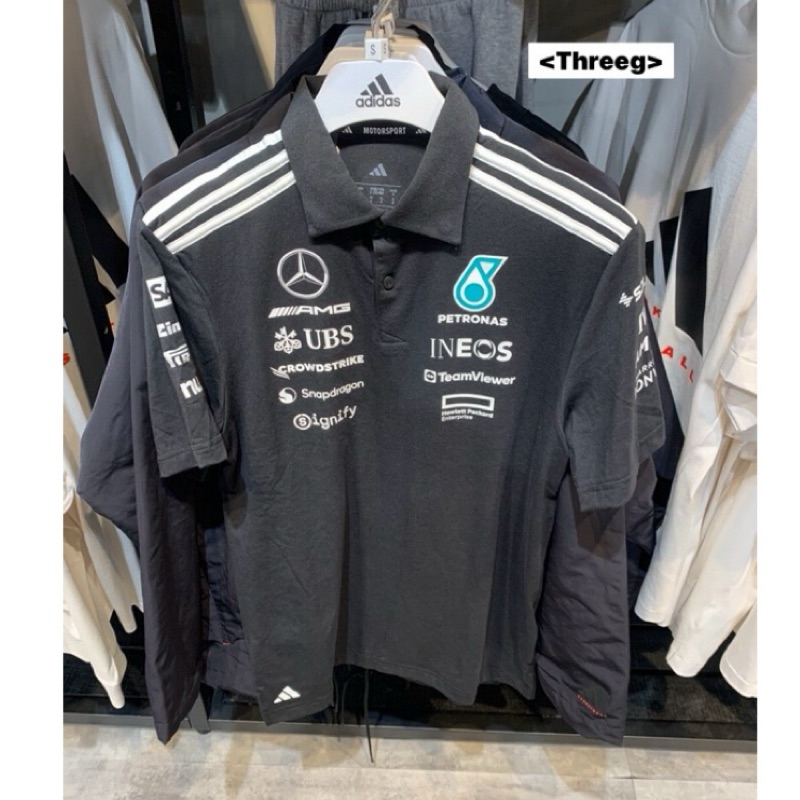 Threeg ADIDAS X MERCEDES AMG 賓士 聯名款 POLO衫 雙扣短袖 車隊徽標 黑 JW5391 | 蝦皮購物