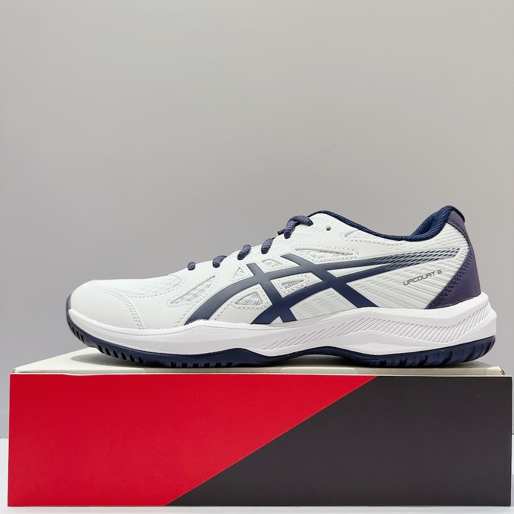 ASICS UPCOURT 6 男生 白色 舒適 透氣 穩定 訓練 運動 排球鞋 羽球鞋 1071A104-102 | 蝦皮購物