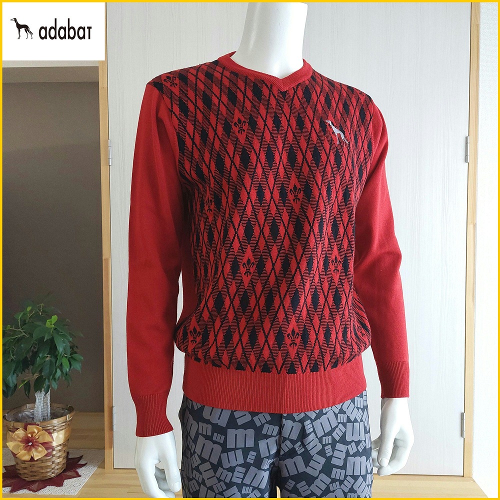 🇯🇵日本古著 ️ADABAT LOGO V領毛衣 近新品【男M】Adabat 薩路基犬 針織衫 高針毛衣 MM033A | 蝦皮購物