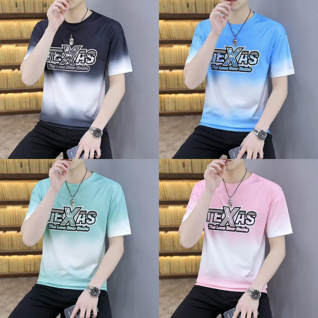 漸變短袖男 短袖T恤男士 打底上衣男生【M-5XL】款短袖t恤男ins潮牌歐美嘻哈風圓領打底衫上衣夏季@後生仔服飾 | 蝦皮購物