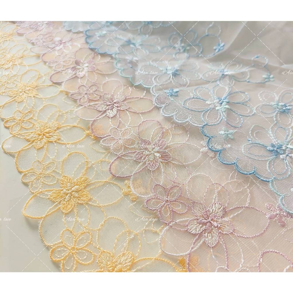 《iAsa愛莎の》手作材料 日單超粉嫩雙色繡大小花網紗刺繡花邊DIY洛麗塔娃衣服裝家居床品拼接裝飾 | 蝦皮購物