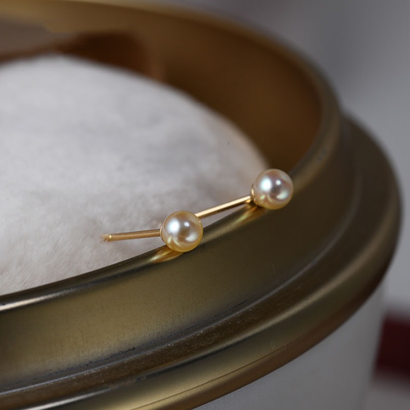 【海斯珠寶】暖暖金系列 迷你極光 3-9mm Akoya 海水珍珠 精緻baby珠 18K金 基礎款耳釘素釘 防過敏設計 | 蝦皮購物