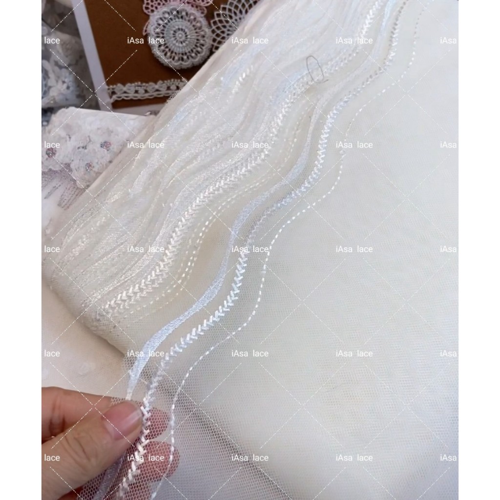 《iAsa愛莎の》手作材料 寬18cm米色／黑色網紗立體鏤空波浪水溶刺繡花邊lolita服裝旗袍家居裝飾輔料 | 蝦皮購物