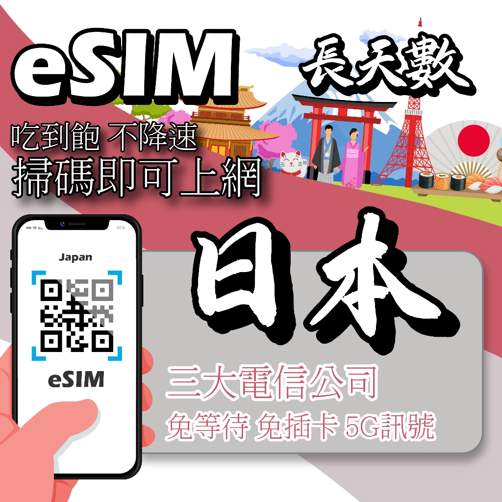日本eSIM｜原生網路 24H在線發貨 網卡 沖繩 北海道esim esim日本 不降速 吃到飽 | 蝦皮購物