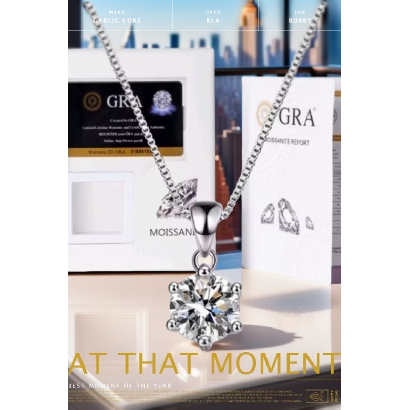 【愛紗☪㍿】【現貨】GRA證書 密封盒 莫桑鑽一克拉/0.8克拉項鏈S925純銀鍍白金 魔星石 匠心只為尼 | 蝦皮購物