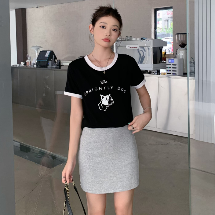 【CHINQ.S 實拍 】臺灣製撞色針織法鬥狗狗T 3色 韓系 女裝 衣服 基本款 T恤 短袖 上著 TEE 短袖t恤女 | 蝦皮購物