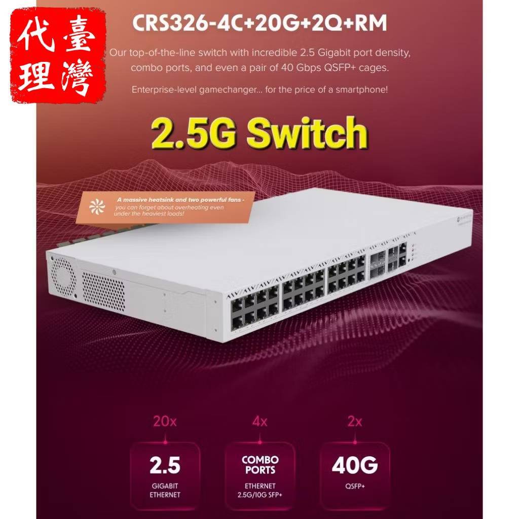【MikroTik台灣代理】公司貨CRS326-4C+20G+2Q+RM 2.5G Switch | 蝦皮購物