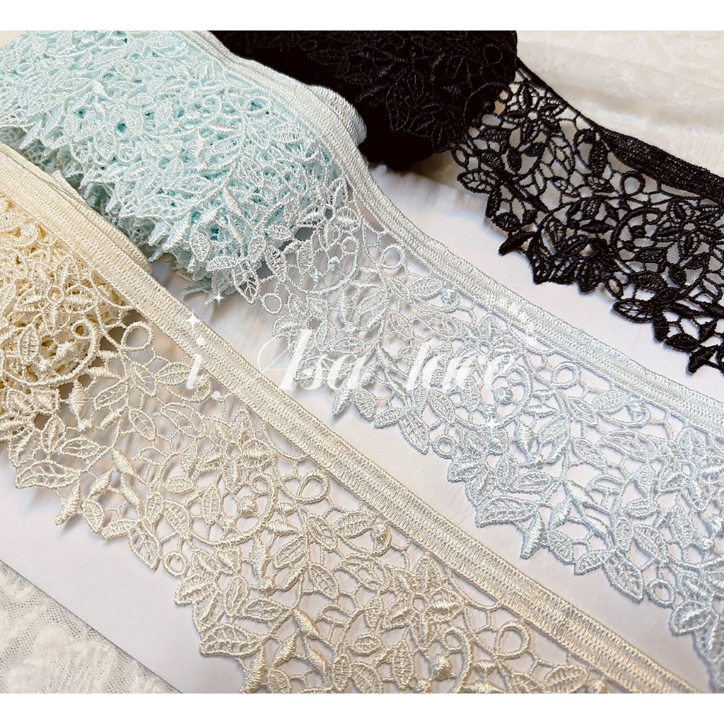 《iAsa愛莎の》手作材料 好品質黑色白色粉紫色藍色香檳色水溶刺繡花邊diy服飾拼接裝飾輔料 | 蝦皮購物