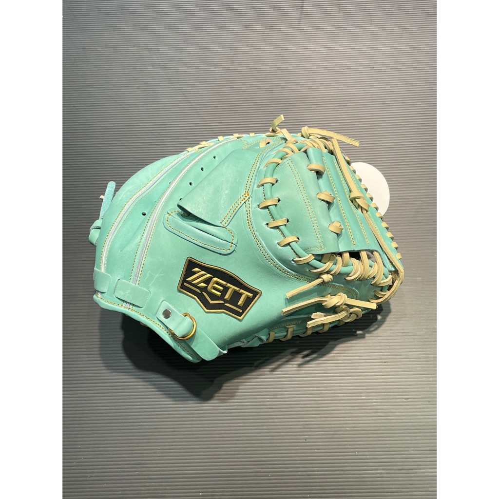 棒球世界ZETT A級硬式牛皮棒球捕手手套特價本壘版標粉綠色 | 蝦皮購物