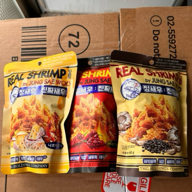 【FHICS】現貨 韓國 REAL SHRIMP酥炸蝦頭餅乾Jung Sae Woo 原味/起司/蒜香黑胡椒/辣椒/芥末 | 蝦皮購物