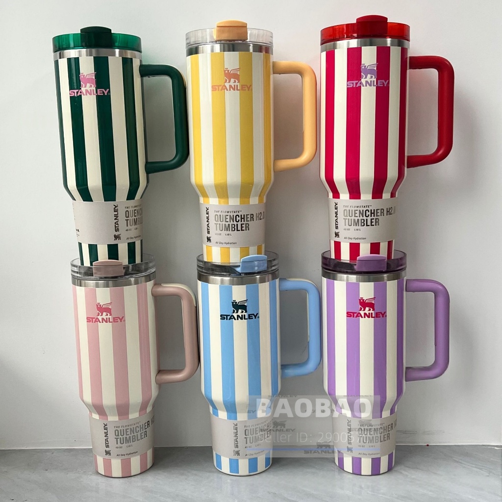 限時折扣（台灣出貨）美版Stanley Oasis 限定係列 40Oz 20OZ 冰霸水杯 保冰運動水杯 條紋款吸管水杯 | 蝦皮購物