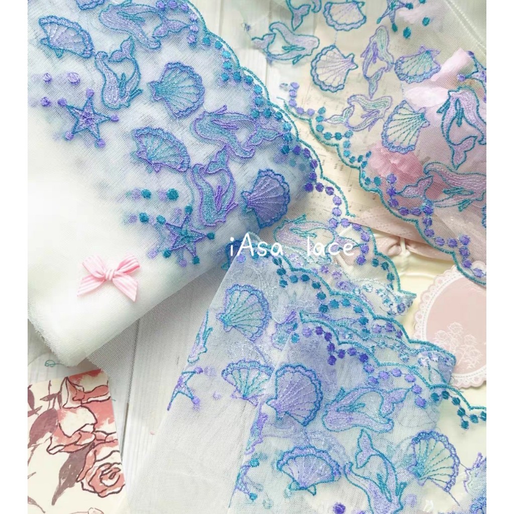 美人魚《iAsa愛莎の》人手作材料 雙色繡網紗刺繡花邊lolita娃衣童裝服裝家居裝飾材料 | 蝦皮購物