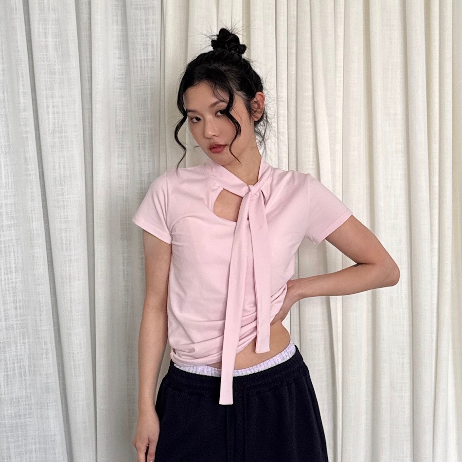 [oiiv](小資主打!)D03 Ellis綁帶圓領短袖(2colors) | 蝦皮購物