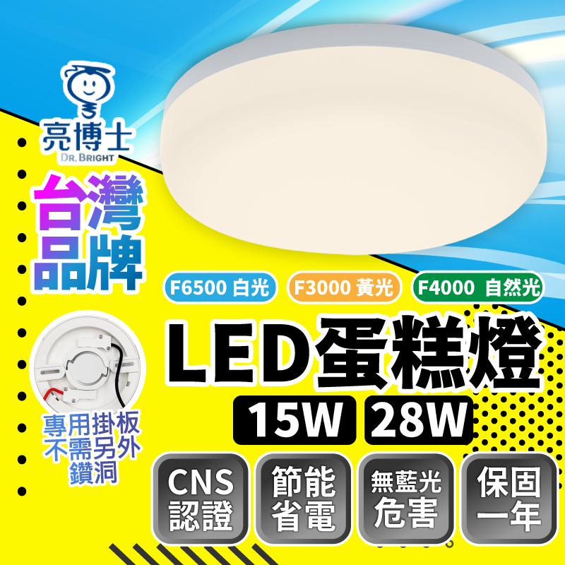 ⭐含稅免運⭐台灣品牌 快速出貨 亮博士 LED 蛋糕燈 15W 28W IP54 吸頂燈 玄關 浴室 廁所 壁燈 | 蝦皮購物
