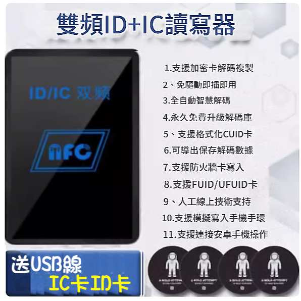 一機雙頻NFC IC/ID讀寫器 萬用複製門禁卡 拷貝電梯卡 考勤門禁讀卡機 微信APP操做 | 蝦皮購物