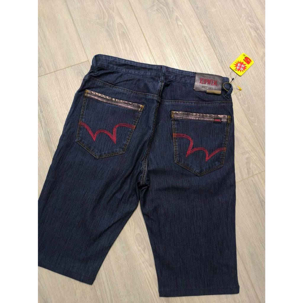 正品代購EDWIN‼️剪標品‼️男大人，紅線W， 牛仔短褲，有彈性，深藍色 | 蝦皮購物
