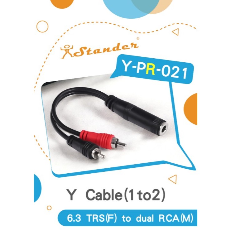 大林電子 】Stander Y-PR-021 6.3mm 立體聲母頭 轉 RCA 左右公頭 音源訊號分接線 | 蝦皮購物