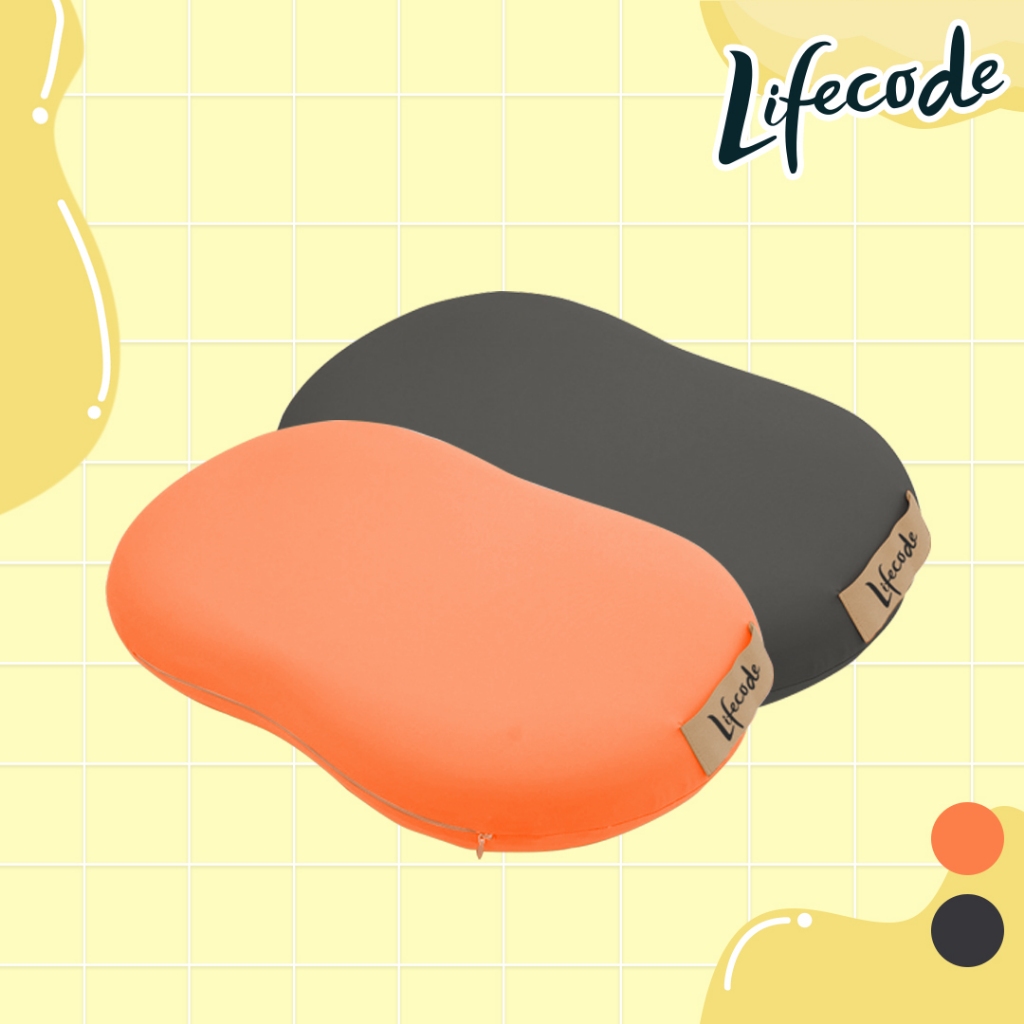 【LIFECODE】貓肚皮記憶枕/露營枕/隨身枕/護腰枕(送外出壓縮袋)粉桔/黑灰15040141/8-1 | 蝦皮購物