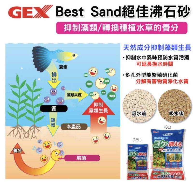 【鑫林水族】日本GEX Best Sand絕佳沸石砂（1.5,6L）魚缸造景 水族底砂 | 蝦皮購物