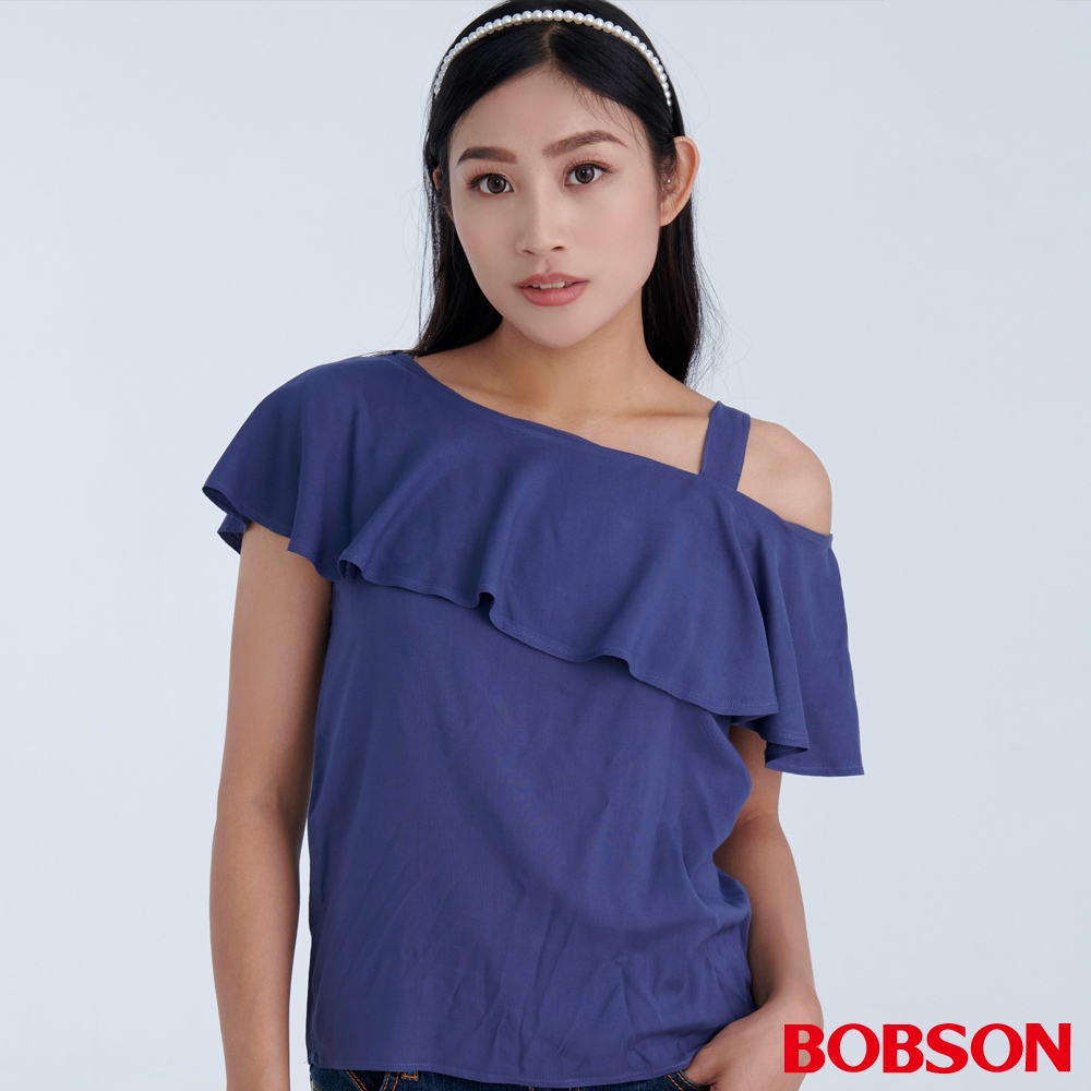 BOBSON 女款單裸肩荷葉上衣 (71086-59) | 蝦皮購物