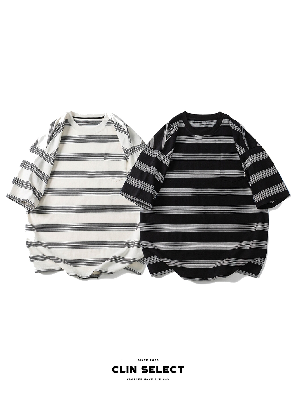 西林 CLIN｜選物｜條紋日系口袋T恤_兩色 / T-0208 280g 中性 素色 短袖 春夏 復古 | 蝦皮購物