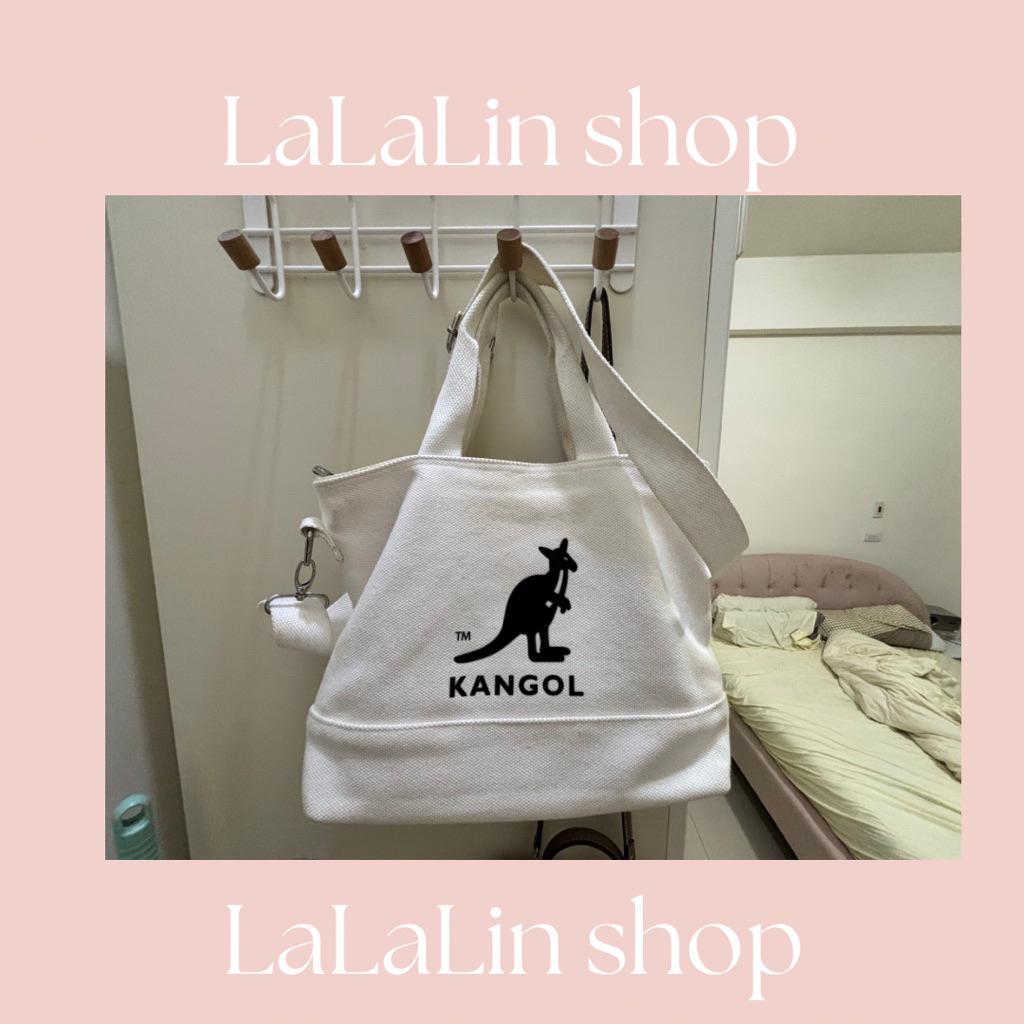 9成新 KANGOL 時尚袋鼠包 經典LOGO 帆布托特包 托特包 帆布包 側背包 大容量 優惠出清 商品外觀正常 | 蝦皮購物
