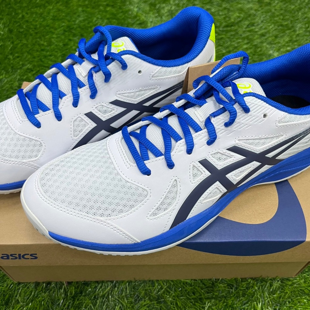 【一軍棒球專賣店】ASICS 亞瑟士 羽排球鞋 白藍螢光 1071A104-103(2080) | 蝦皮購物