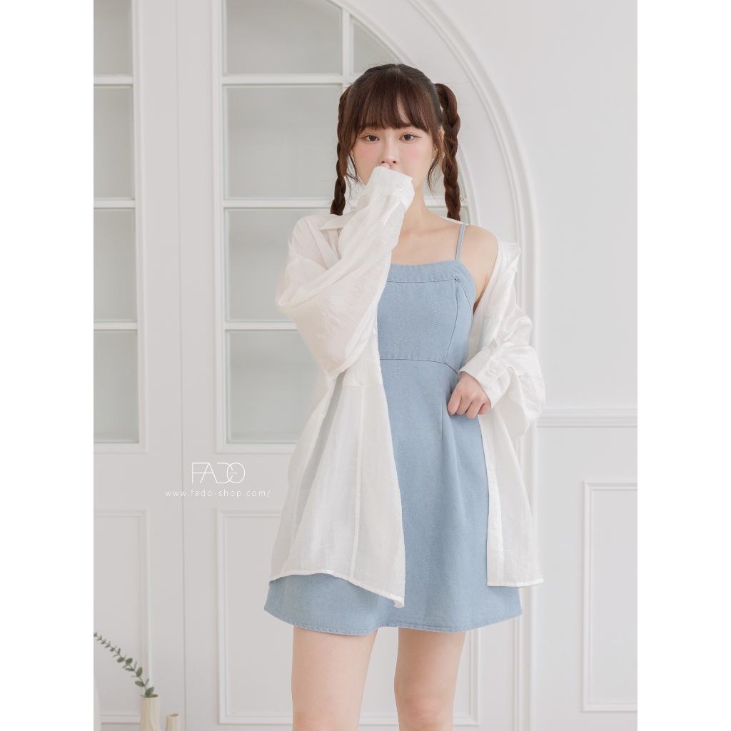 法朵Fado shop｜ 牛仔吊帶細肩短洋裝 6503001 | 蝦皮購物