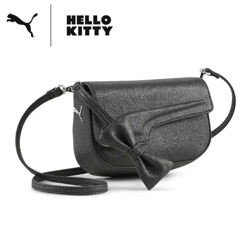 【限時代購】全新日本專櫃Sanrio & PUMA聯名立體標誌蝴蝶結綴飾Kitty壓紋扣式兩用(手提/斜側背)包(黑色) | 蝦皮購物