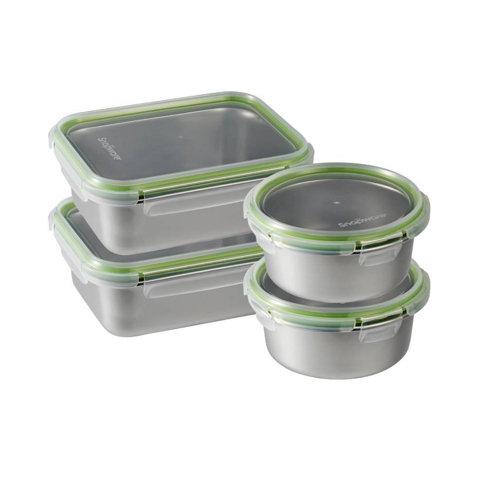 【康寧密扣Snapware】可微波不鏽鋼保鮮盒4件組(720ml*2+1250ml*2)-D09 | 蝦皮購物