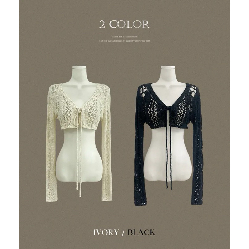 𝑨𝒎𝒂𝒓𝒂♡｜아마라🇰🇷鏤空雕花針織小罩衫｜(50329B)(2 colors) | 蝦皮購物