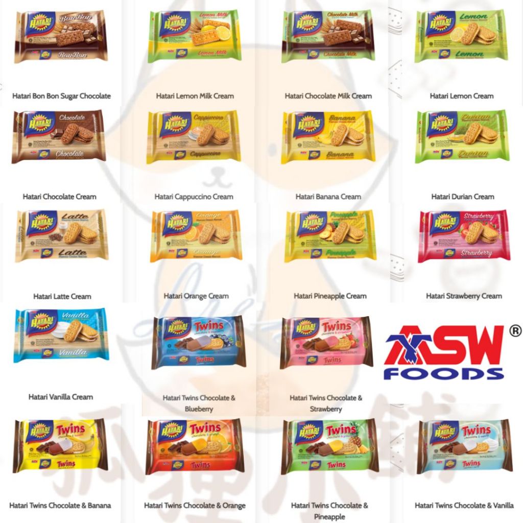 🇮🇩印尼 ASW HATARI Cream Biscuits 190G ASW FOOD 水果 巧克力 咖啡系列餅乾 | 蝦皮購物