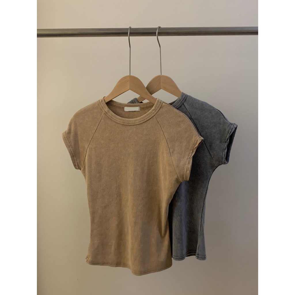 MIGNON.155 酷酷街頭風插肩坑條tee(2colors) | 蝦皮購物