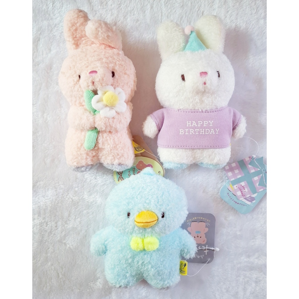 三款合售 日本 正版 Sunlemon 兔子 兔兔 企鵝 生日 小花 玩偶 たっとん 站立娃娃 絨毛 拍照 現貨 | 蝦皮購物