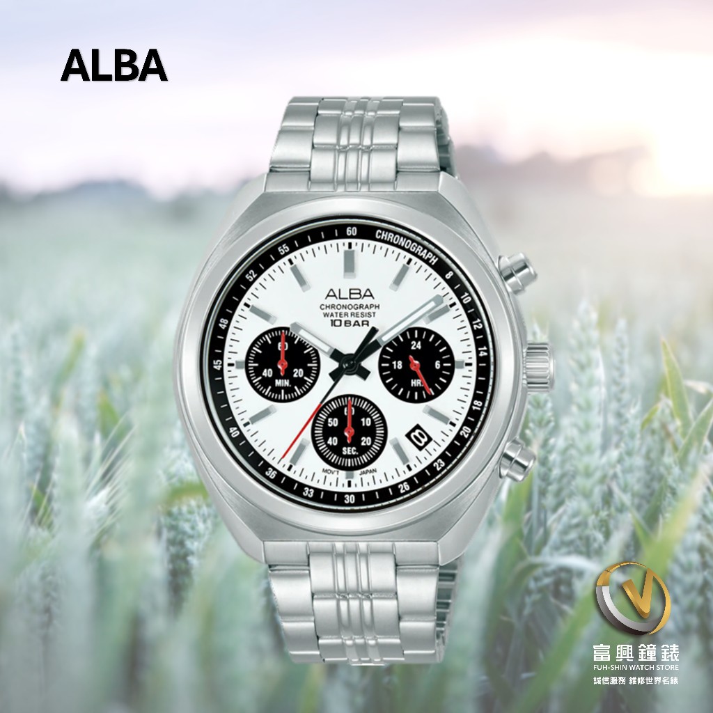 雅伯 ALBA 40MM 三眼計時石英男錶-黑白熊貓款☆公司貨☆AT3K11X1_實體店面 富興鐘錶 | 蝦皮購物