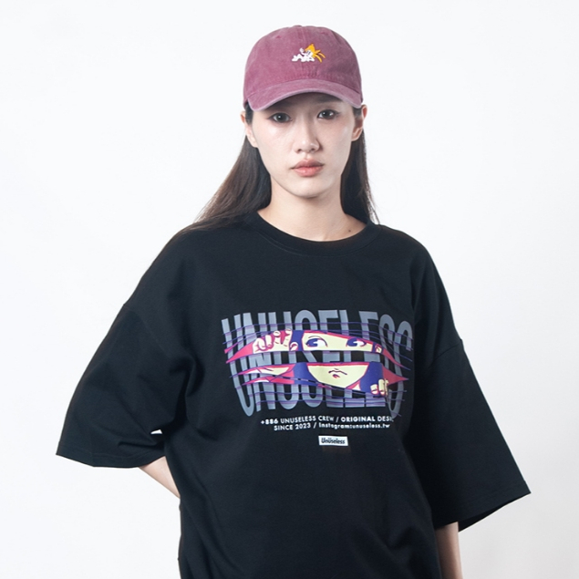 第二件8折 第三件6折【 Unuseless 】偷窺少女 寬版重磅短T ( 黑 ) 100%純棉 | 蝦皮購物