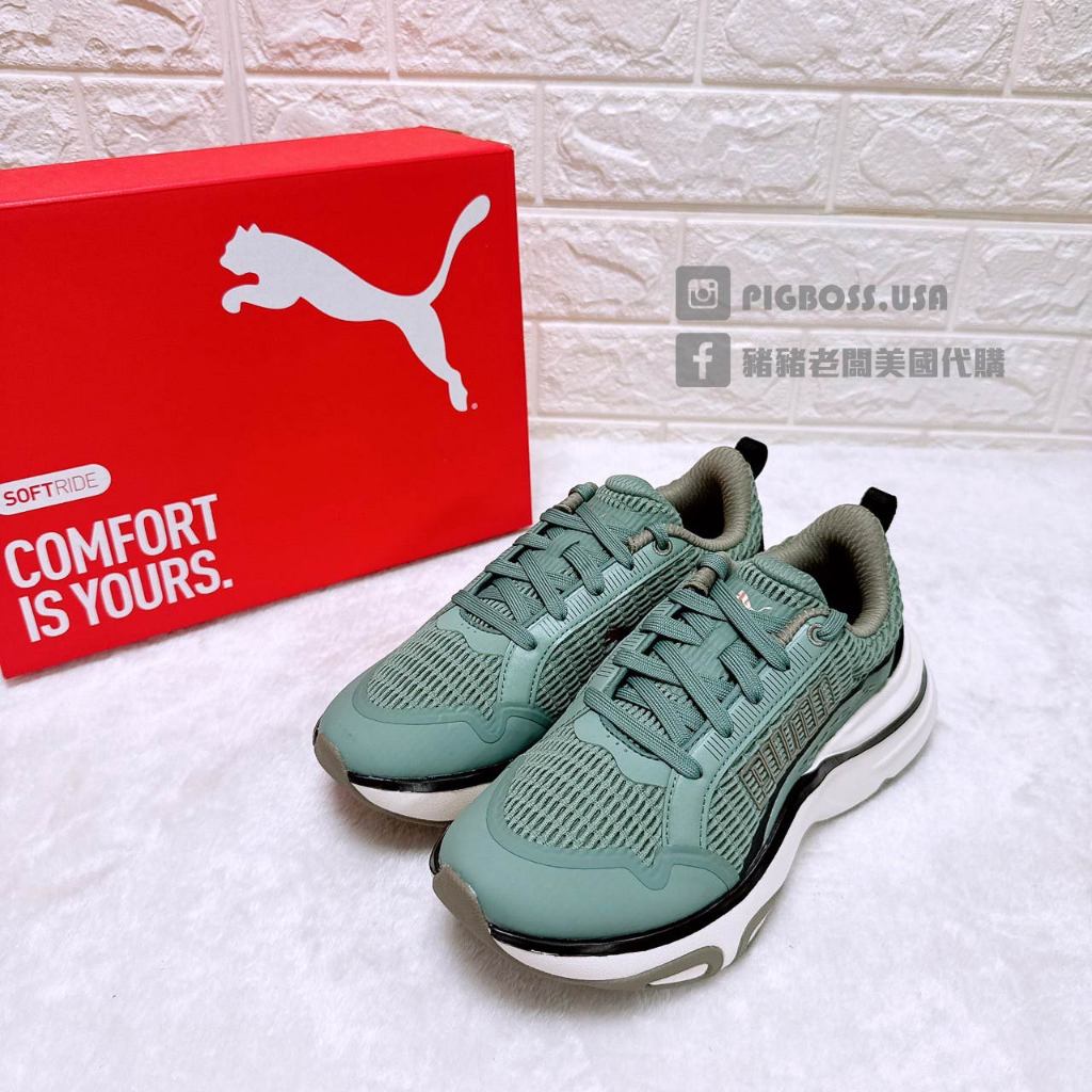【豬豬老闆】PUMA Softride Divine Wns 綠黑 緩衝 運動 厚底 慢跑鞋 女鞋 31016311 | 蝦皮購物
