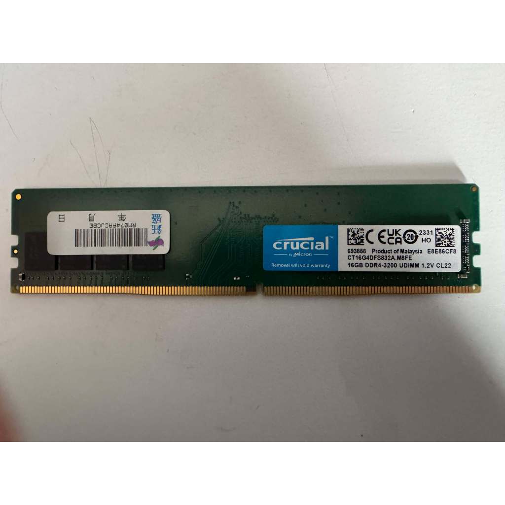 Micron美光 crucial 16G DDR4-3200 桌上型記憶體 二手良品 終身保固 無原盒 | 蝦皮購物