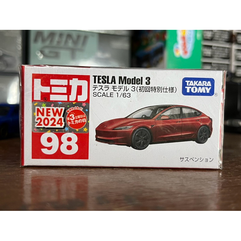 Tomica 98 初回 Tesla Model 3 紅 多美 特斯拉 模型車 Y S Hotwheels 風火輪 配件 | 蝦皮購物
