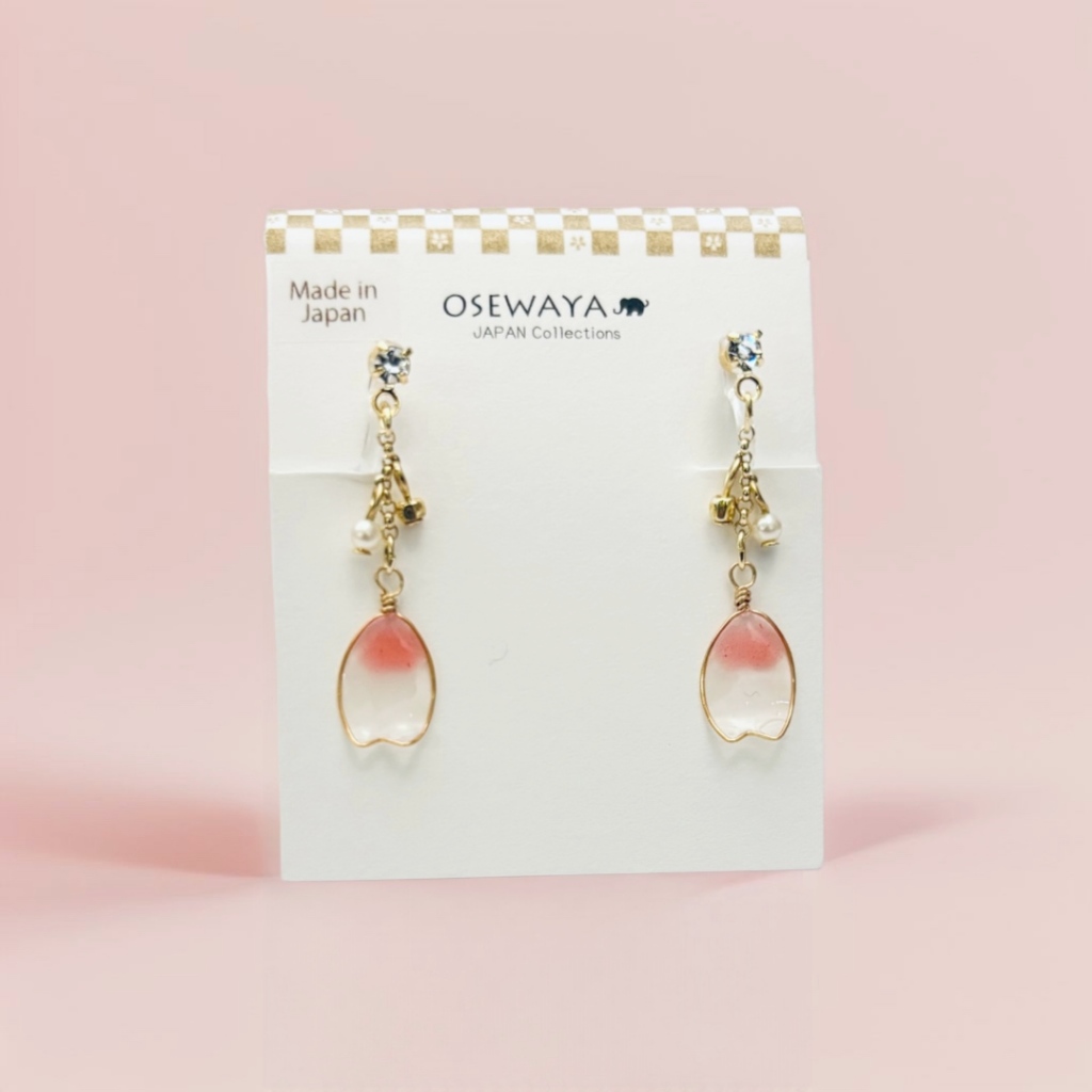 ｜OSEWAYA｜飄落櫻瓣耳夾 櫻花盛開 櫻花 春季 賞櫻 日本飾品 日本製造 | 蝦皮購物