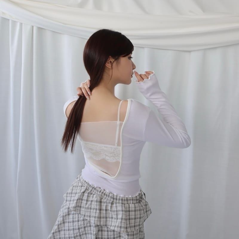 [oiiv](小資主打!)S02 柯特美背簍空薄紗棉上衣(2colors) | 蝦皮購物