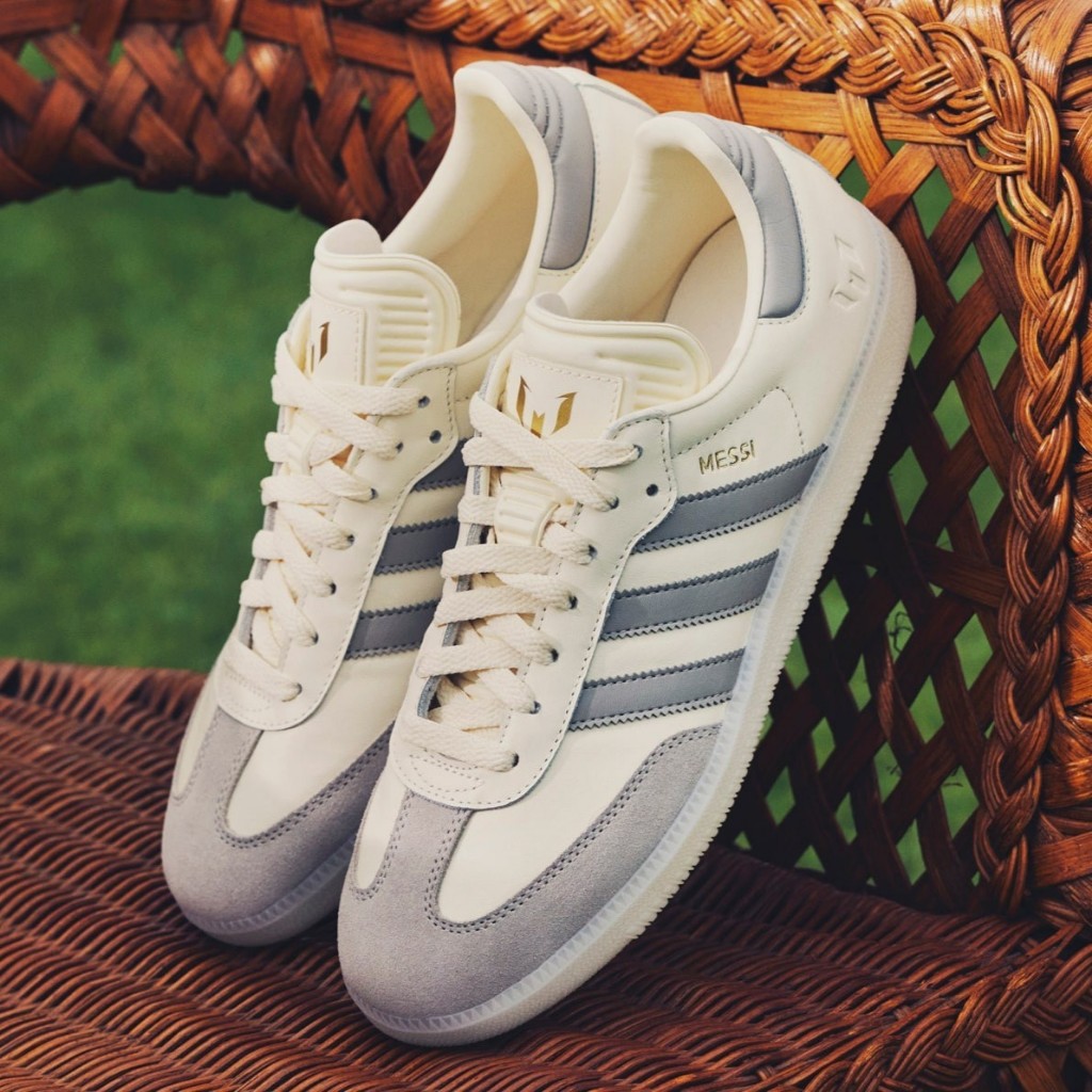 ADIDAS 休閒鞋 SAMBA MESSI 米灰 金標 梅西聯名 情侶 男女 JQ0266 | 蝦皮購物