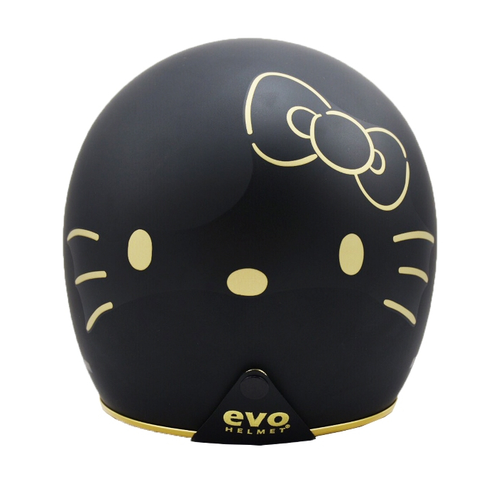 EVO CA-309 CA309 安全帽 精裝版 黑金KITTY 黑色 金邊邊條 復古帽 金屬插扣 半拆洗 半罩 | 蝦皮購物