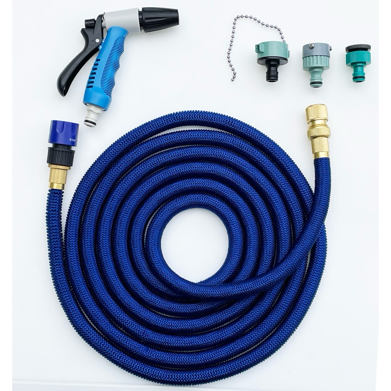 2.2M~7.5M彈性伸縮水管含旋轉水槍及快拆接頭（水壓3公斤以上才有明顯伸長效果，最多可增加3倍長度） | 蝦皮購物