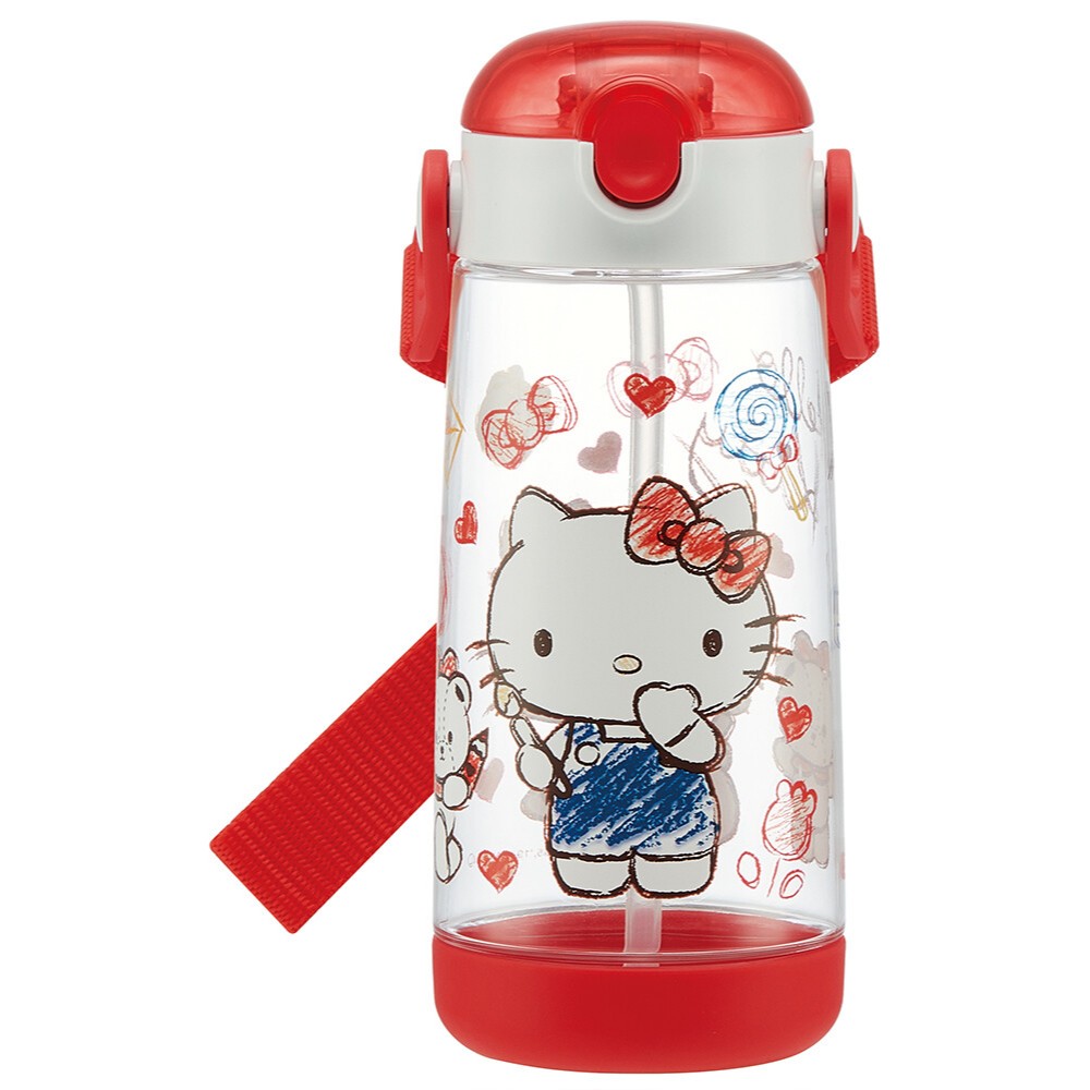🔥🔥今天下單 明天出貨🔥🔥 Skater 三麗鷗HELLO KITTY 透明吸管彈蓋型水壺附背帶480ml | 蝦皮購物