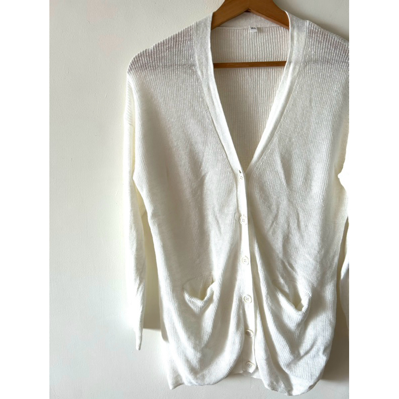 無印良品 MUJI 100%亞麻 白 外套 M-L號 | 蝦皮購物