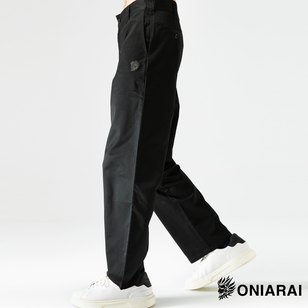 BLUE WAY 鬼洗 ONIARAI - 鬼頭LOGO休閒寬版直筒褲(黑) | 蝦皮購物